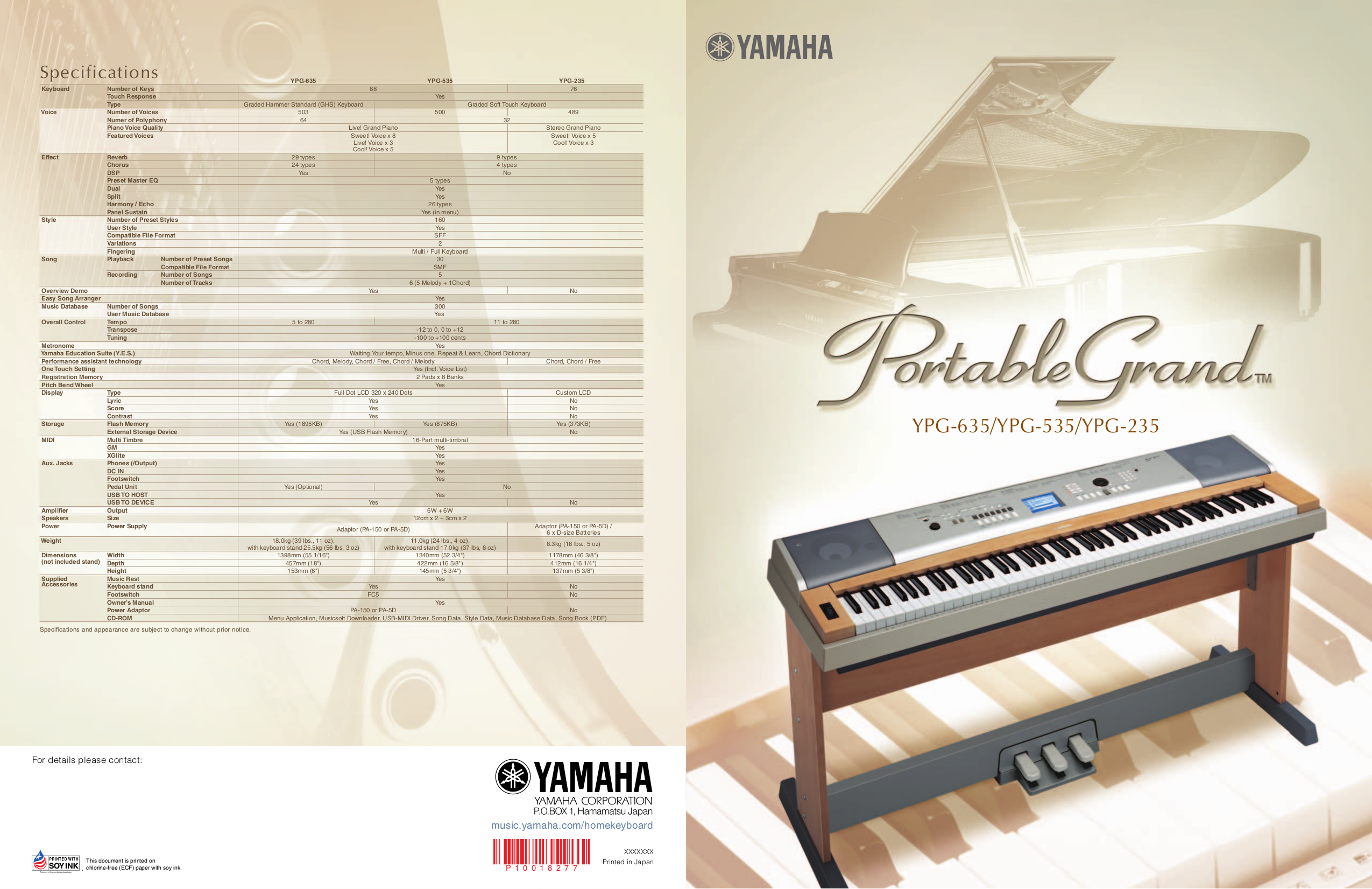 Download free pdf for Yamaha YPG-235 Music Keyboard manual