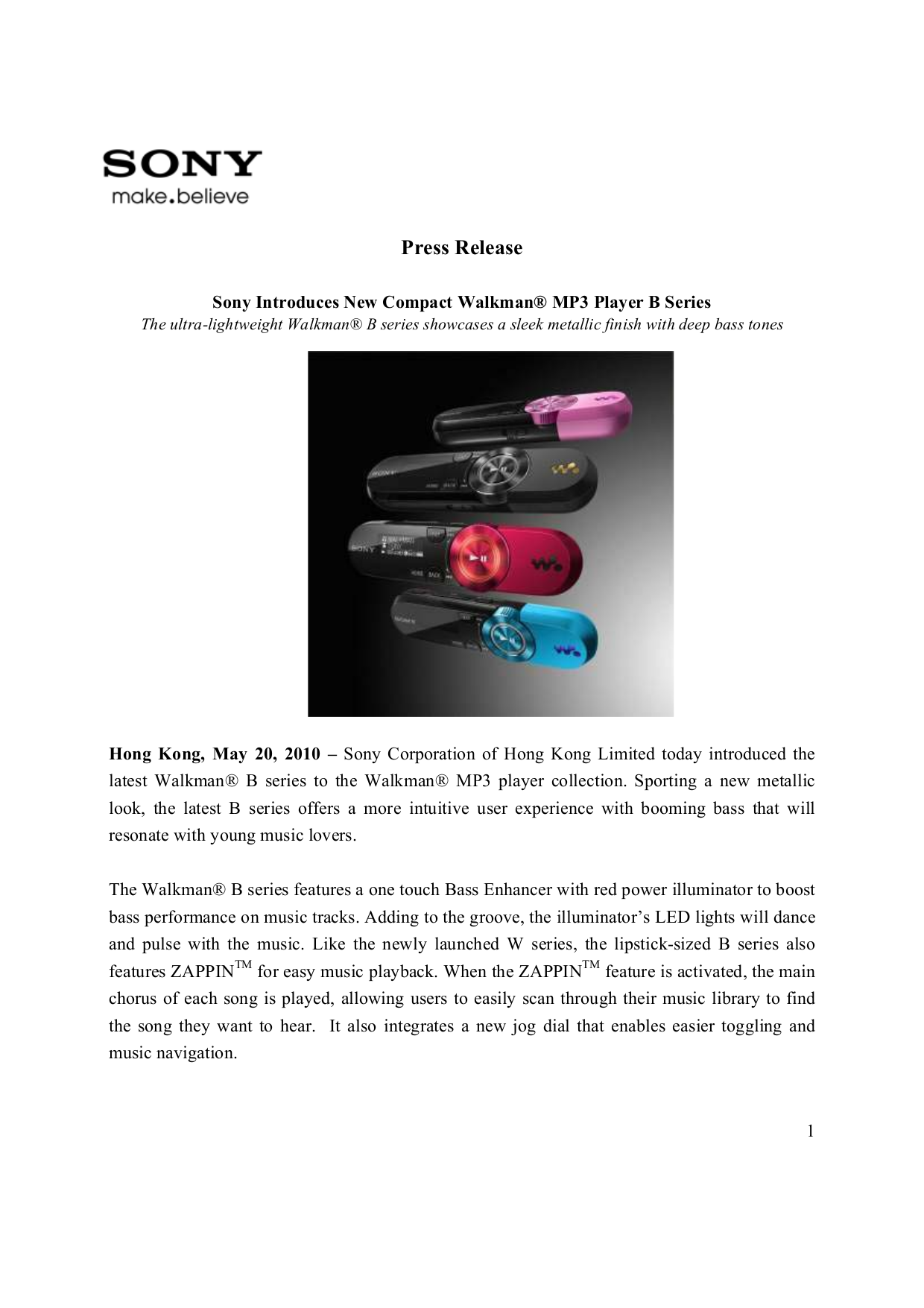 Download free pdf for Sony Walkman NWZ-B152F MP3 Player manual