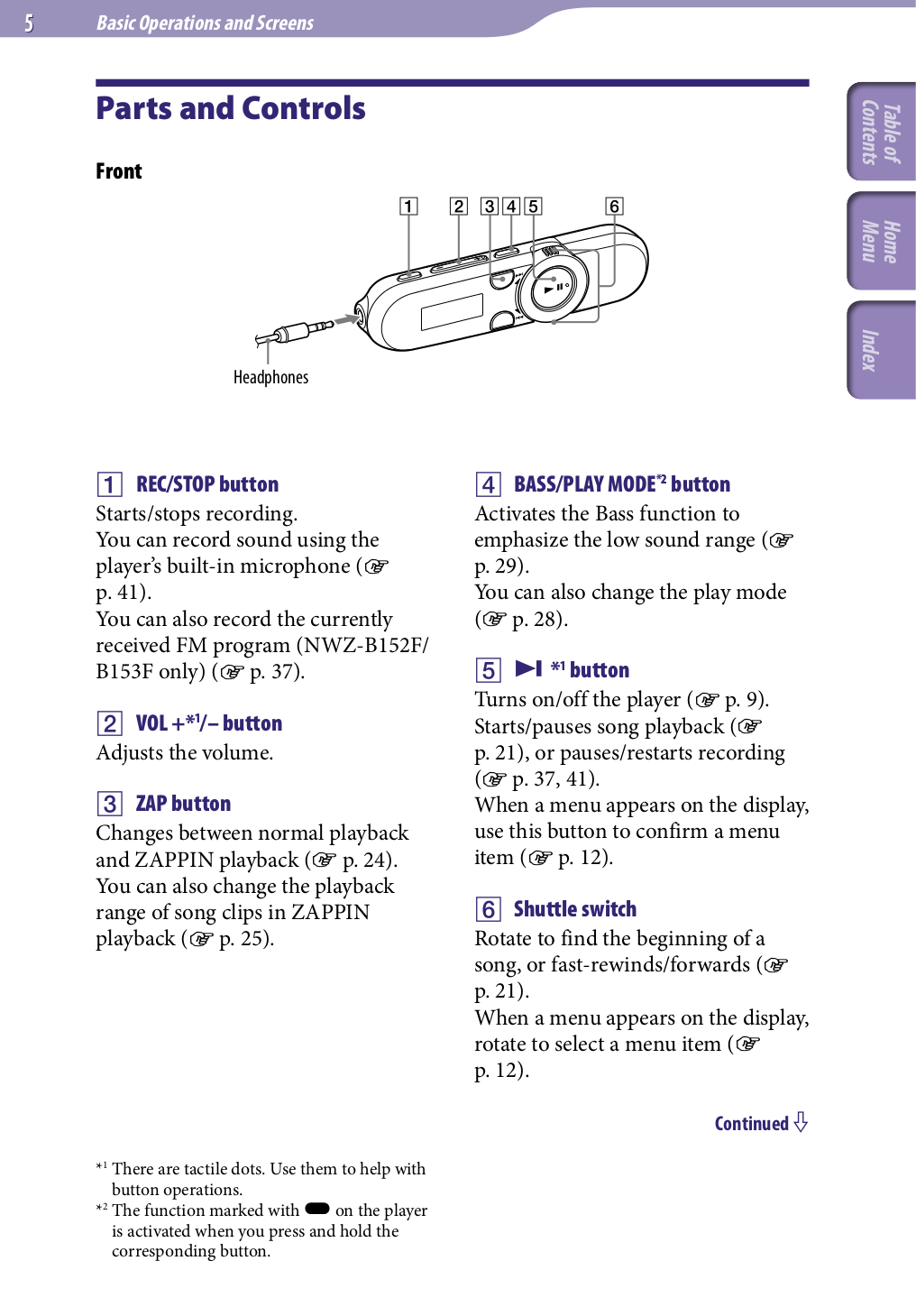 PDF manual for Sony MP3 Player Walkman NWZ-B152F