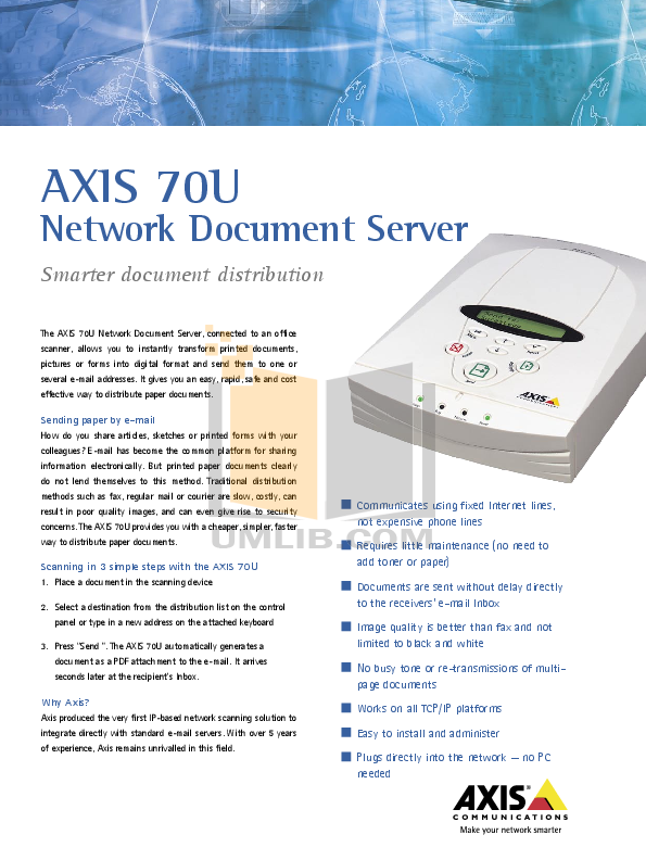Download free pdf for Axis 7000 Network Document Server Other manual