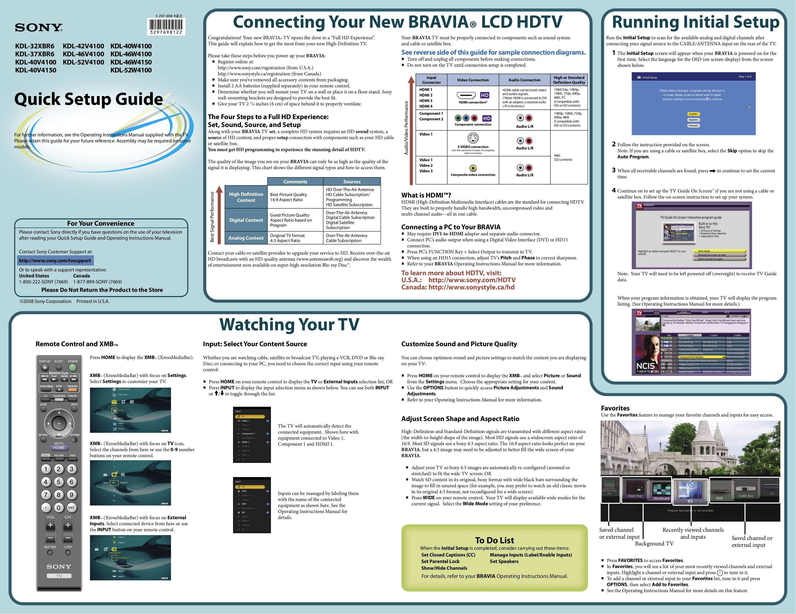 PDF manual for Sony TV BRAVIA KDL-40W4100