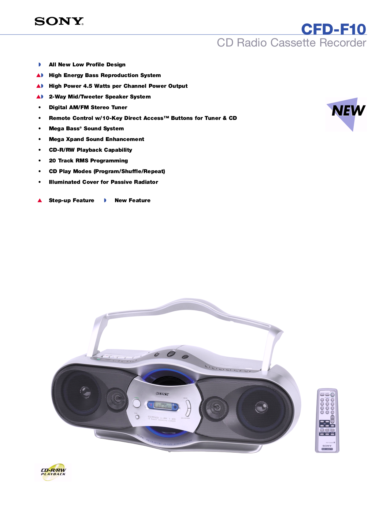 Download free pdf for Sony CFD-F10 Boombox manual