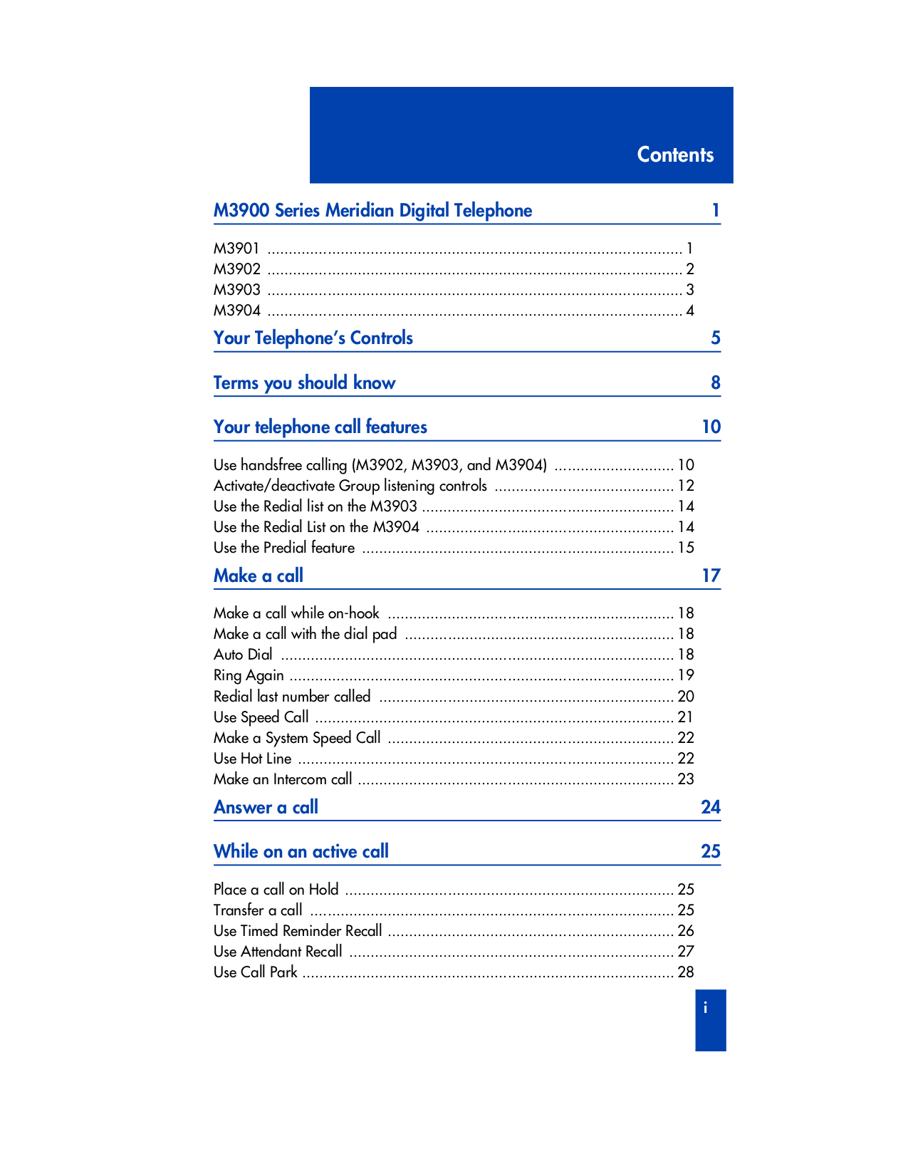 PDF manual for Nortel Telephone Meridian M3901