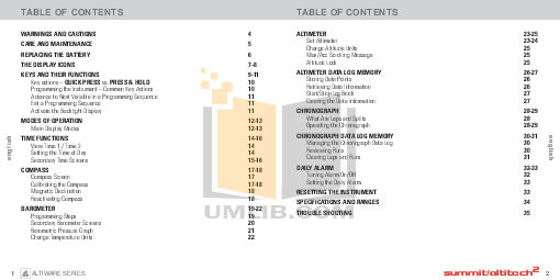 PDF manual for HighGear Other AltiTech 2 Altimeter