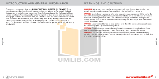 PDF manual for HighGear Other AltiTech 2 Altimeter