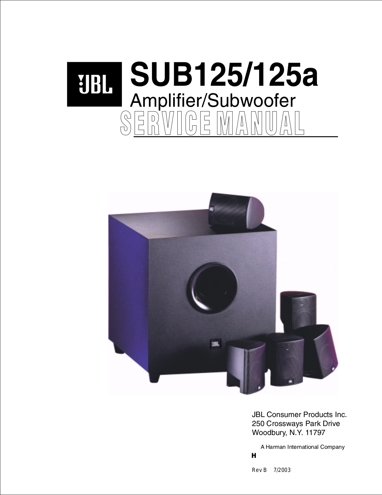 PDF manual for JBL Subwoofer SCS 138 Subwoofer