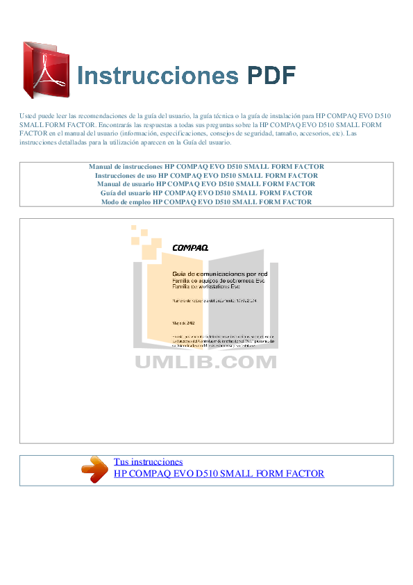 Download free pdf for HP Evo D510 SFF Desktop manual