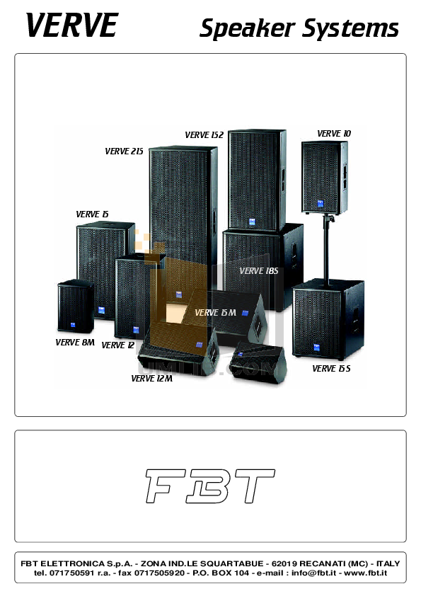 Download free pdf for Fbt Verve 215 Speaker manual