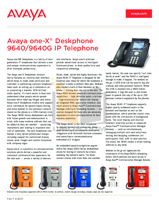 Download free pdf for Avaya 9640G Telephone manual