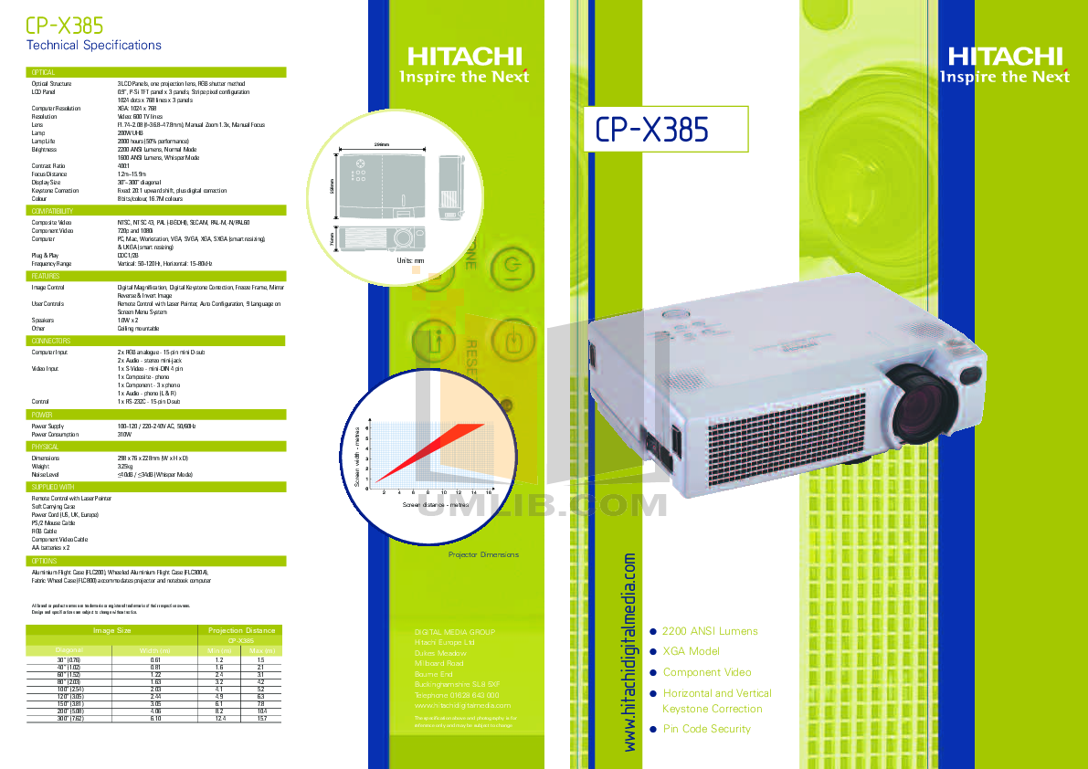PDF manual for Hitachi Projector CP-X385