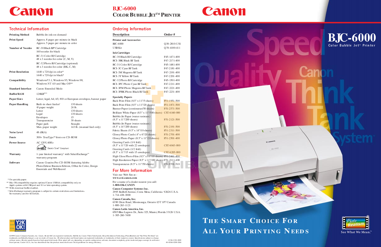 PDF manual for Canon Printer BJC-6000