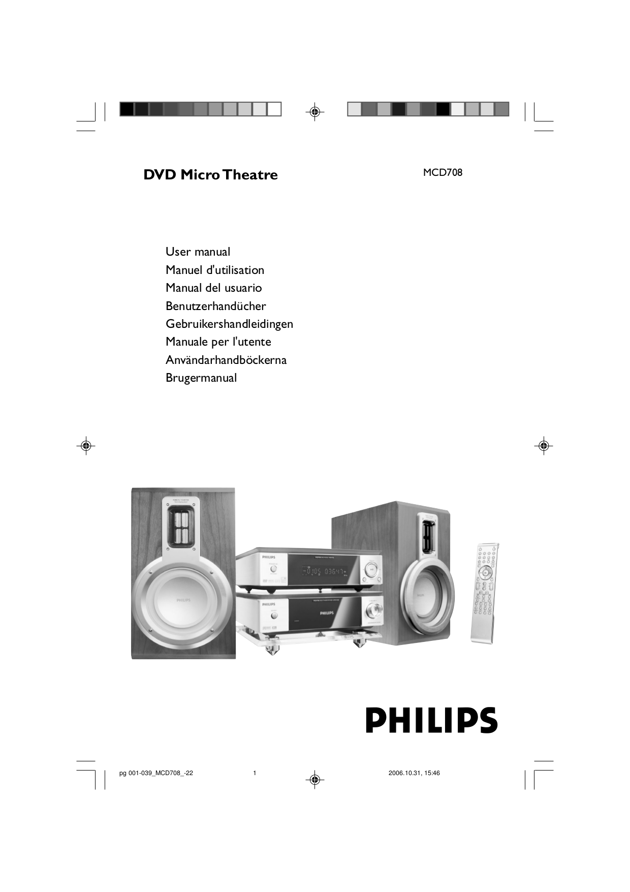 Download free pdf for Philips MCD708 Home Theater manual