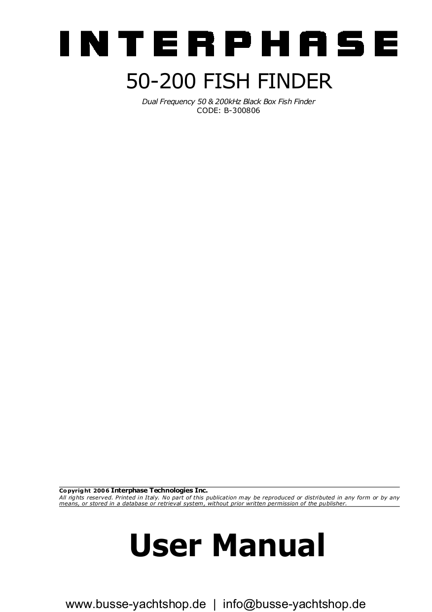 PDF manual for Interphase GPS Chart Master Chart Master 169CS