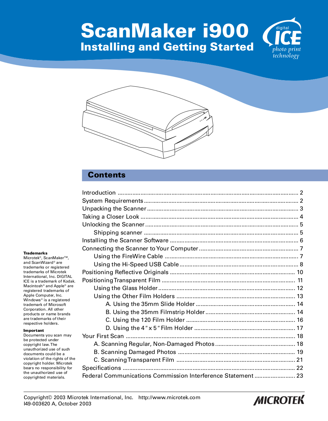 Download free pdf for Microtek ScanMaker 5800 Scanner manual