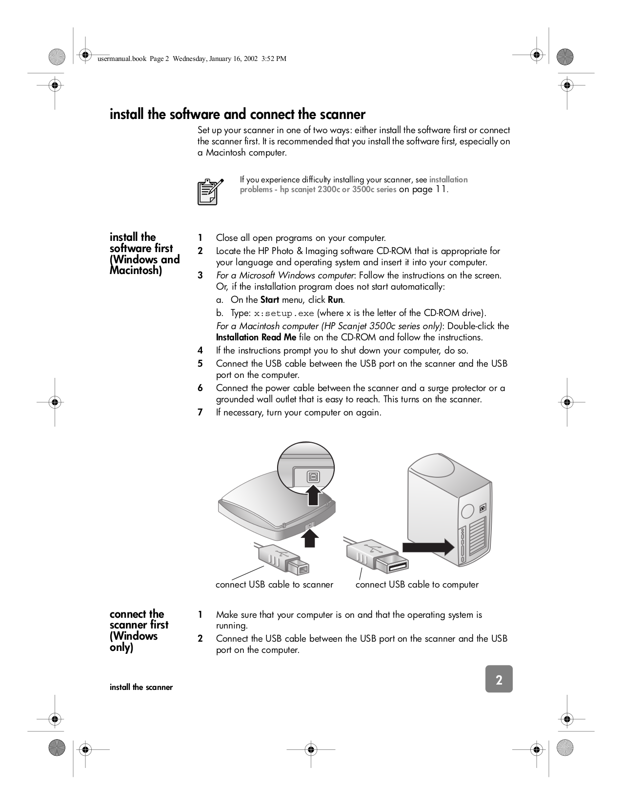 PDF manual for HP Scanner Scanjet 3500c