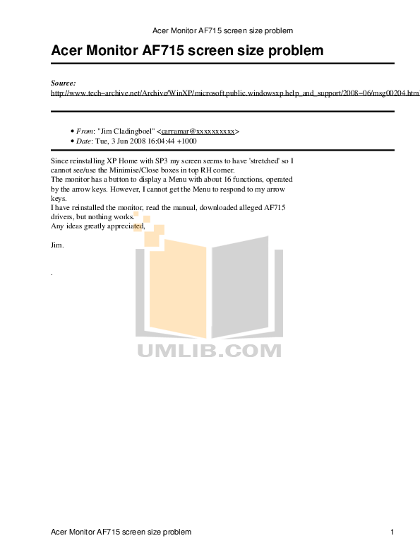 Download free pdf for Acer AF715 Monitor manual