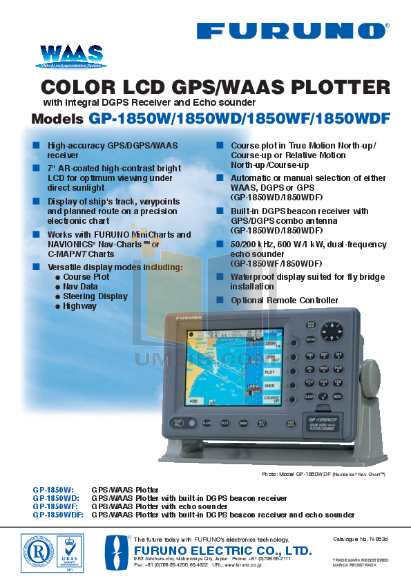 Download free pdf for Furuno GP-1850W GPS manual