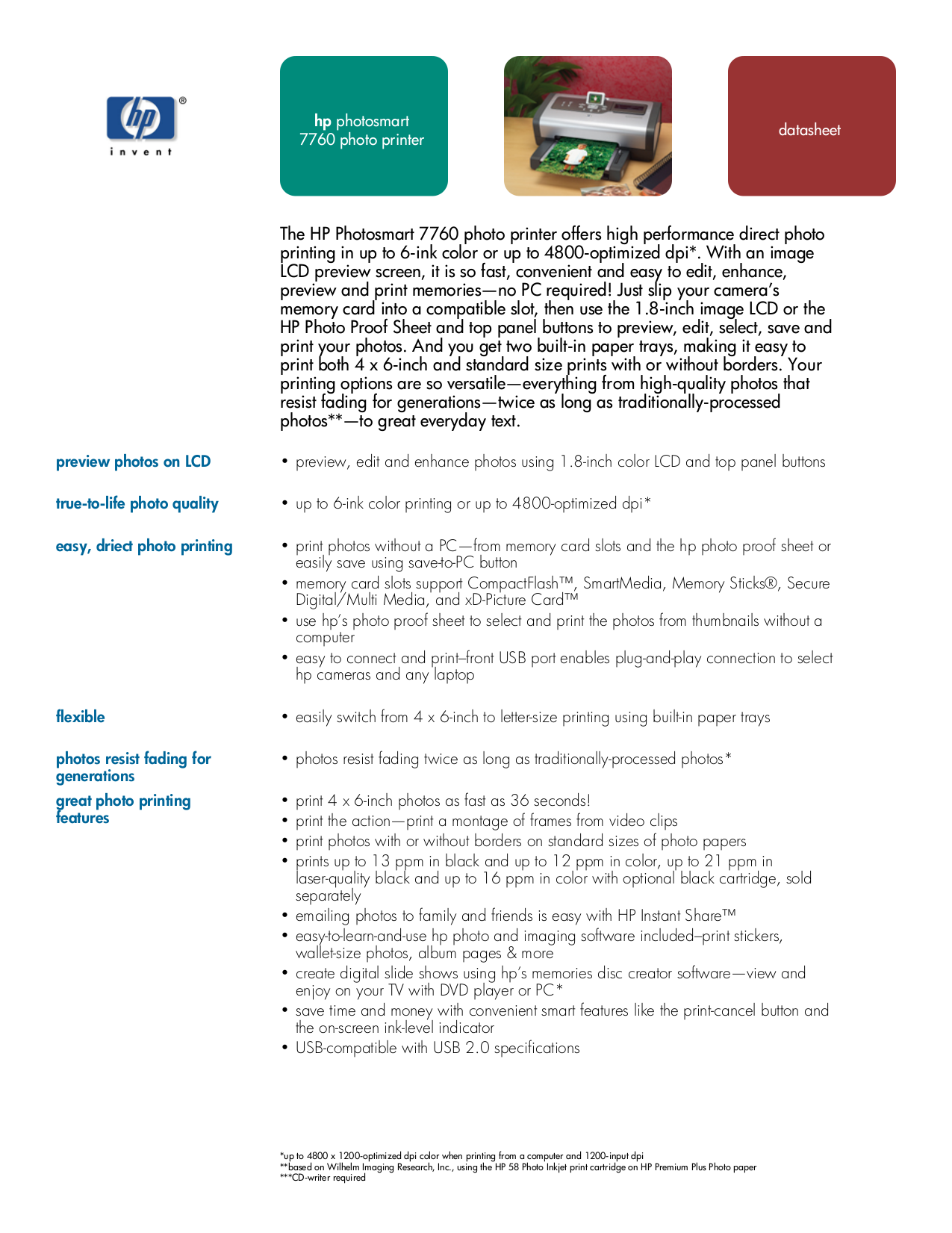 Download free pdf for HP Photosmart 7760 Printer manual