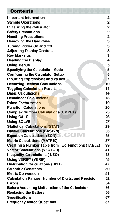 PDF manual for Casio Calculator FX-115ES