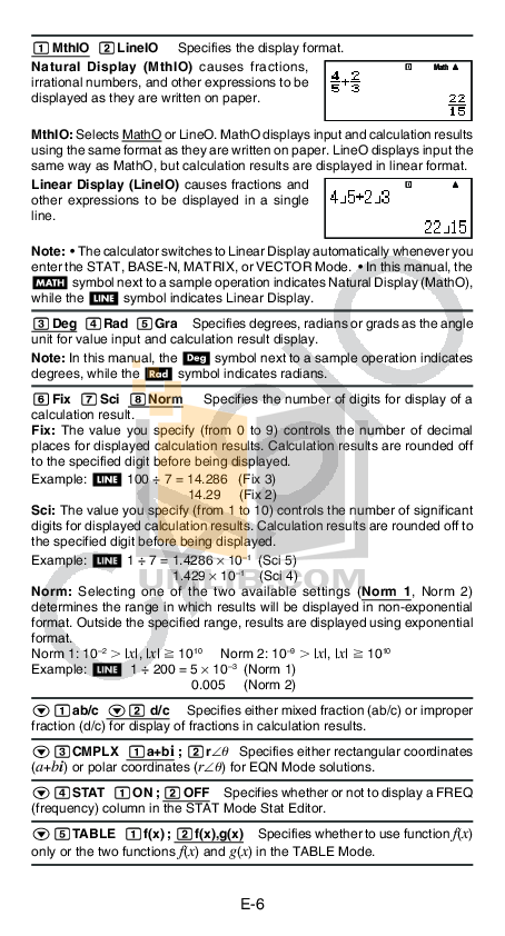 PDF manual for Casio Calculator FX-115ES