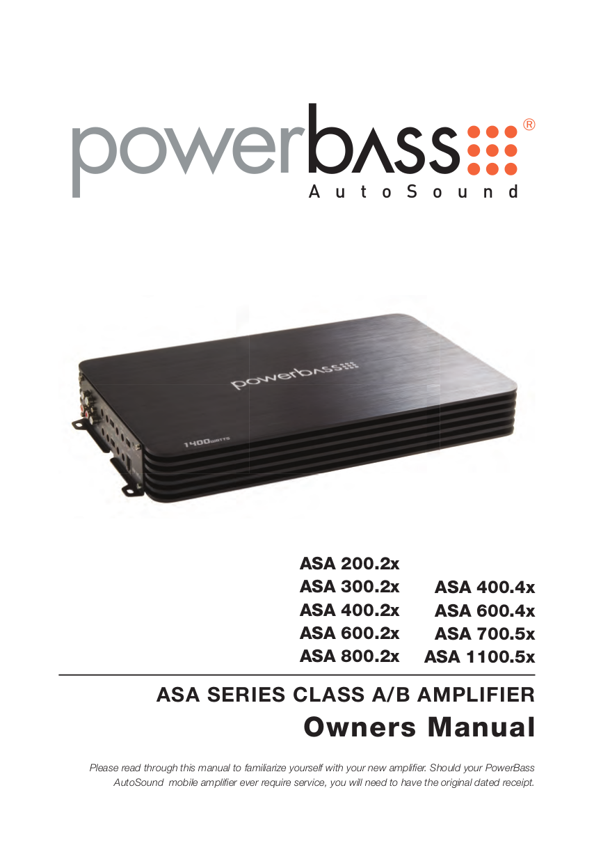 PDF manual for Powerbass Car Amplifier Autosound ASA-400.4